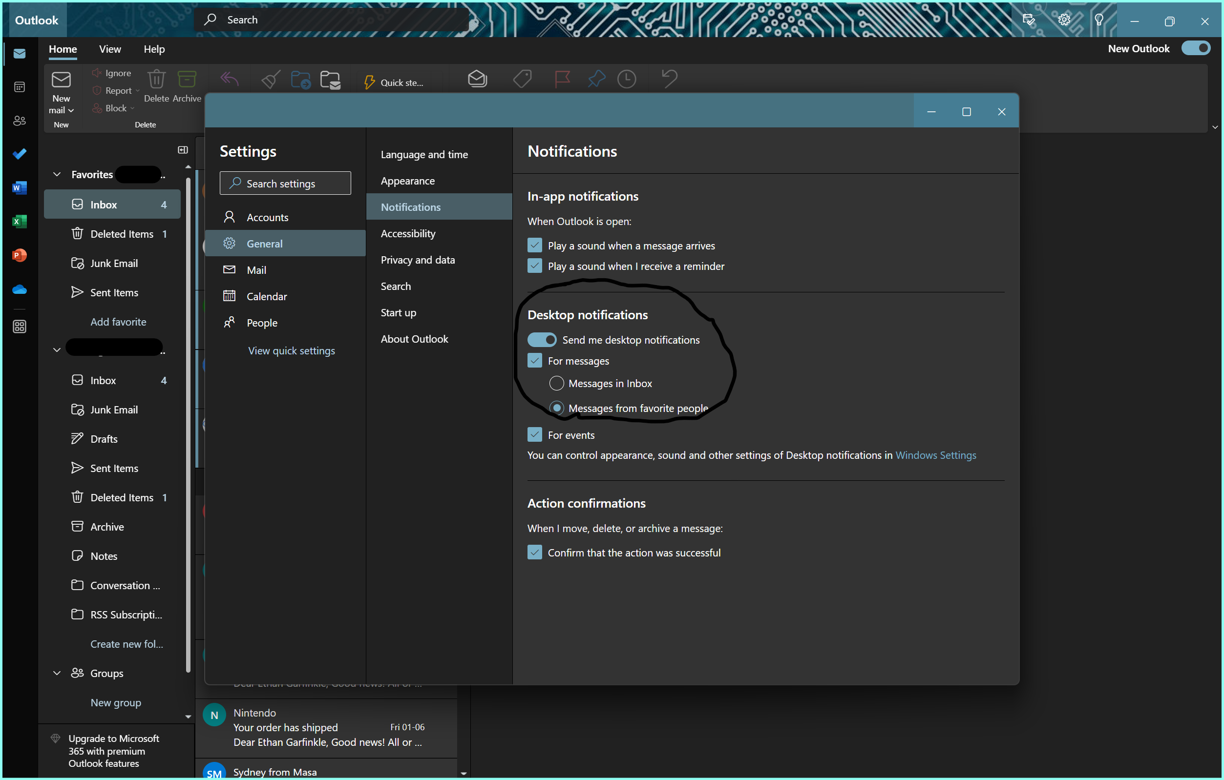 Help with notifications in outlook | Microsoft Community Hub
